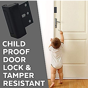 Door Lock for Home Security (2-Pack) - Easy to Install Door Latch Device, Aluminum Construction,Door Locks for Door Security | Child Proof & Tamper Resistant, Black Door Locks