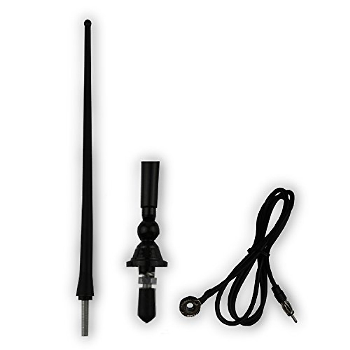 Herdio Waterproof Marine Antenna Rubber Duck Dipole Flexible Mast FM AM Antenna for Boat Radio Car ATV UTV RZR SPA-Black
