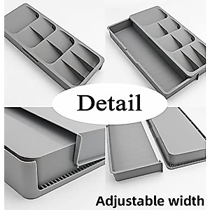kerm Expandable Kitchen Drawer Organizer Adjustable Utensils Silverware Tray for Cuttlery Organization Spoon Knife and Fork Partition Storage Holding Flatware