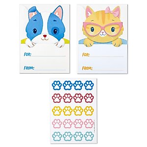 Hallmark Kids Fill in the Blank Thank You Cards Assortment, Dogs and Cats (24 Thank You Notes and 40 Stickers)