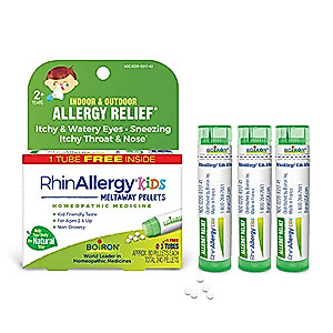 Boiron RhinAllergy Kids Pellets for Relief from Allergy Symptoms of Sneezing, Runny Nose, and Itchy Eyes or Throat - 3 Count (240 Pellets)