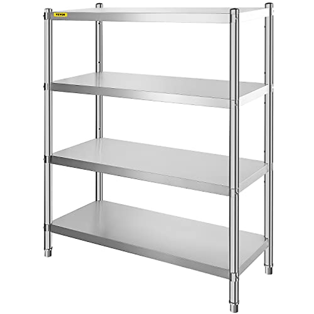 VBENLEM Stainless Steel Shelving 46.8x18.5 Inch 4 Tier Adjustable Shelf Storage Unit Stainless Steel Heavy Duty Shelving for Kitchen Commercial Office Garage Storage 330lb Per Shelf