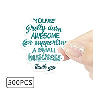 Wailozco You're Pretty Darn Awesome for Supporting - Thank You Handmade Stickers, Small Shop Stickers, Envelopes Labels for Small Business - 500 Per Roll