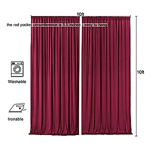 10x10 Burgundy Backdrop Curtain for Parties Wedding Wrinkle Free Maroon Photo Curtains Backdrop Drapes Fabric Decoration for Birthday Engagement Ceremony 5ft x 10ft,2 Panels