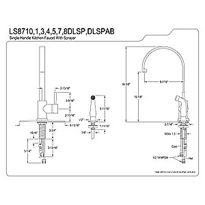 Kingston Brass LS8711DLSP Concord Kitchen Faucet, 8" in Spout Reach, Polished Chrome