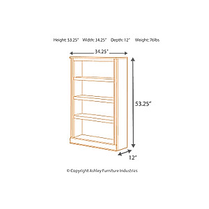 Signature Design by Ashley Hamlyn Traditional 53" Bookcase with 3 Adjustable Shelves, Brown