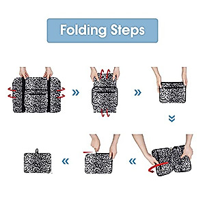 For Spirit Airlines Personal Item Bag 18x14x8 Foldable Travel Duffel Bag Tote Carry on Luggage for Women and Men (Black Leopard)