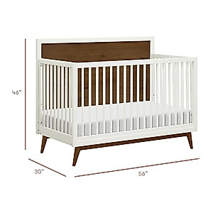Babyletto Palma 4-in-1 Convertible Crib with Toddler Bed Conversion Kit in Warm White/Natural Walnut, Greenguard Gold Certified