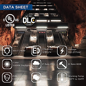 4FT LED Vapor Tight Light, 40W 4800 Lumens Vapor Proof Light Fixture(100W Eq.) 5000K Outdoor Shop Light 0-10V Dimmable 100-277VAC, IP65 LED Light for Cold Storage Workshop Car Parking Warehouse-4PACK