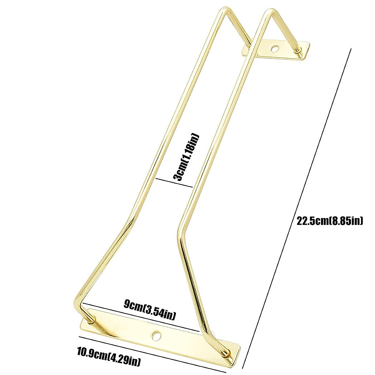 zoohot 22.5cm Wine Glass Rack - Under Cabinet Stemware Wine Glass Holder Glasses Storage Hanger Metal Organizer for Bar Kitchen, Gold Finish (1 Rows, 1 Pack)