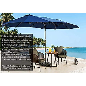 PatioFestival Double-Sided Outdoor Umbrella,15x9 ft Aluminum Garden Large Umbrella with Tilt and Crank for Market,Camping,Swimming Pool (Middle, Blue)