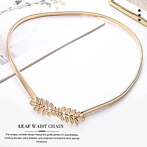 COSYDAYS Women Gold Belt for Dress Leaf Waist Belt Skinny Metal Waist Chain Leaves Dress Belts Waistband Jewelry (B)
