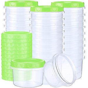Sieral 36 Pack 8 oz/ 250 ml Freezer Containers with Lids Plastic Twist Top Deli Jars Reusable Freezer Storage Containers for Food Round Wide Mouth Lunch Snacks(Green)