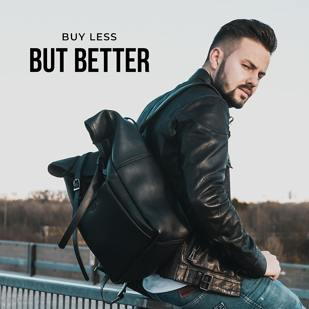 BERLINER BAGS Premium Leather Backpack Lille, Laptop Bag and Travel Rucksack for Men Women - Black