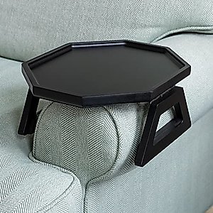 Clip On Tray Sofa Table for Wide Couches. Couch Arm Tray Table, Portable Table, TV Table and Side Tables for Small Spaces. Stable Sofa Arm Table for Eating and Drink Table (Black)