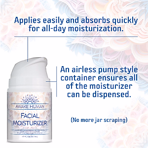 Awake Human Natural Face Moisturizer with Aloe and Green Tea, Facial Moisturizer for Dry Skin, Face Cream for Sensitive Skin, No Added Fragrance
