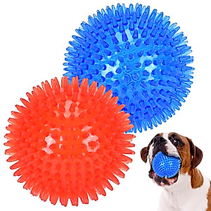 petizer 2-Pack 4.5" Squeaky Dog Toy Balls, Floating Dog Pool Balls, Dog Spiky Balls, Interactive Fetch Toys for Puppy, Dog Chew Toys (4.5", Large Dog)