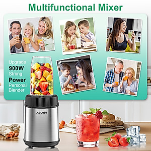 Bullet Blender Smoothie Maker 900W with To-Go Cups, Smoothie Blender, Upgrade 6-Point Blade, Smoothie Blender, Shake Blender Combo for Frozen Drink