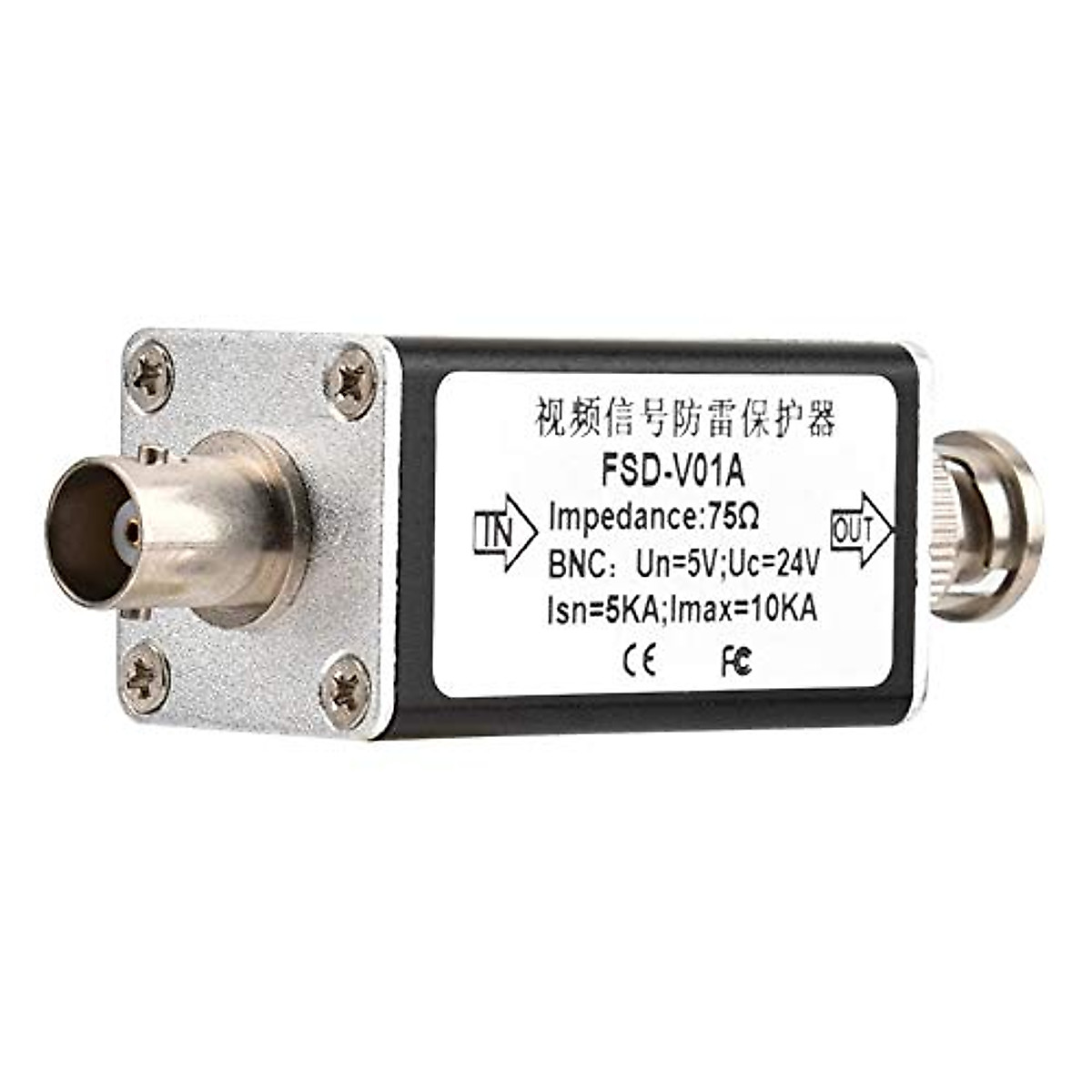 BNC Surge Protector, Video Signal Lightning Protector for CCTV Video Analog Camera Thunder Lightning Arrester Protection Device 24V