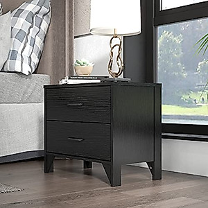 Panana 2/3/4/5/6 Drawer Dresser, Chest of Drawers Wooden Storage Dresser Cabinet Bedroom Furniture (2 Drawer, Black)