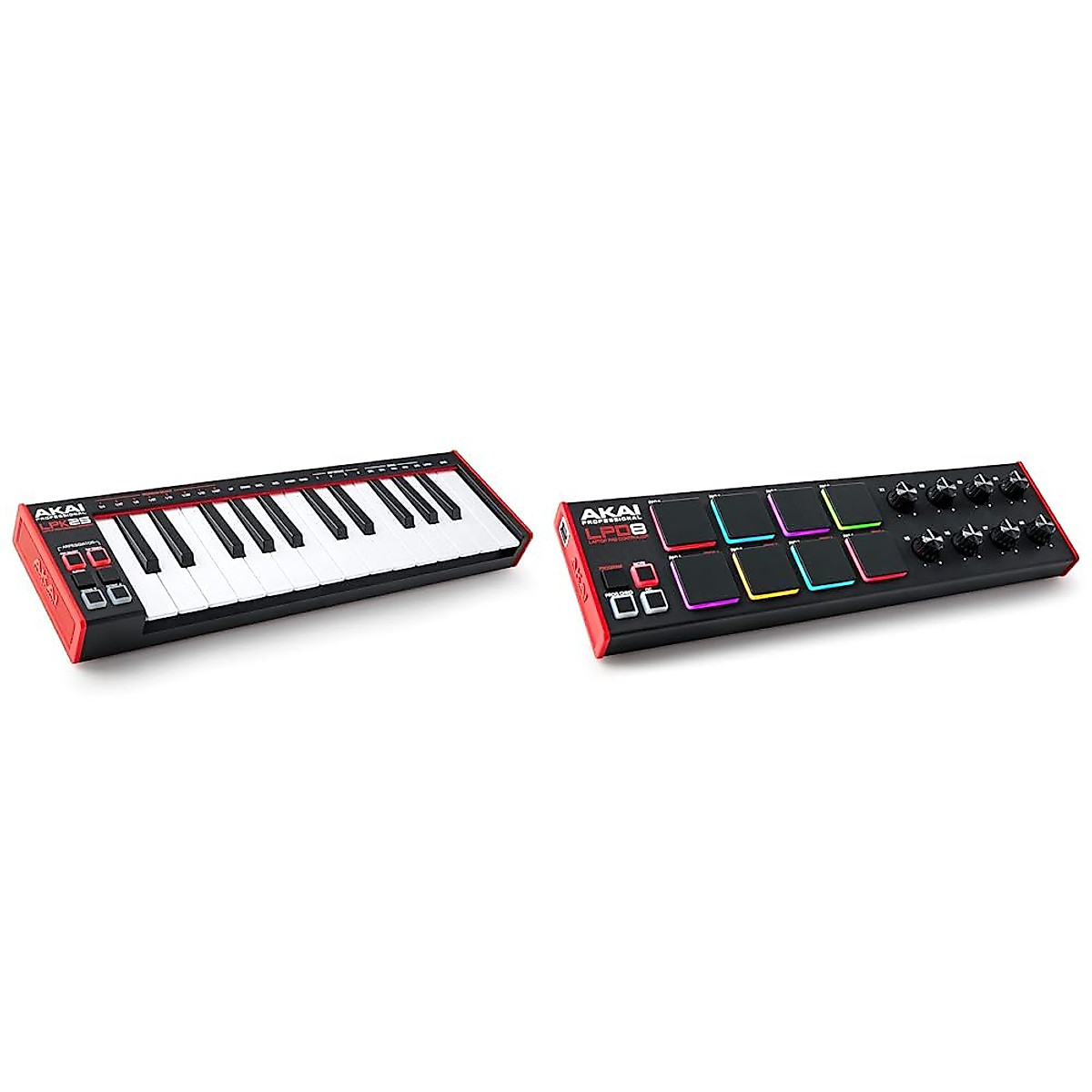 Beat Maker Bundle - AKAI Professional LPK25 and LPD8 - USB MIDI Keyboard with 25 Synth Keys and USB MIDI Controller with 8 Responsive RGB MPC Drum Pads, with Music Production Software
