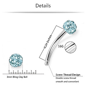 ORAZIO 8Pcs 16G Stainless Steel Eyebrow Ear Navel Belly Lip Ring Body Piercing Jewelry 6-12mm (8Pcs, 6mm)