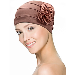 6 Pieces Women Turban Flower Caps Vintage Beanie Headscarf Elastic Headwrap Hat