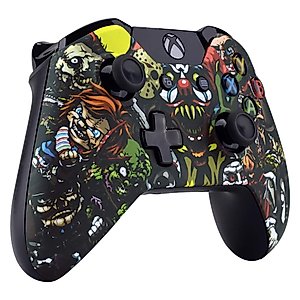 eXtremeRate Scare Party Soft Touch Faceplate Front Housing Shell Upper Case Top Cover Replacement Parts Mod Kits for Standard Xbox One Controller with and without 3.5 mm jack