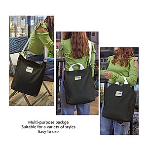 Canvas Tote Bag With Zipper And Pockets Casual Crossbody Planner Hobo Bags For Women, Black