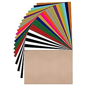 JANDJPACKAGING Heat Transfer Vinyl HTV Bundle 10"x12" - 25 Pack Assorted Colors HTV Vinyl, Iron On Vinyl for Cricut & Silhouette Cameo, Bonus Teflon for Heat Press Machine