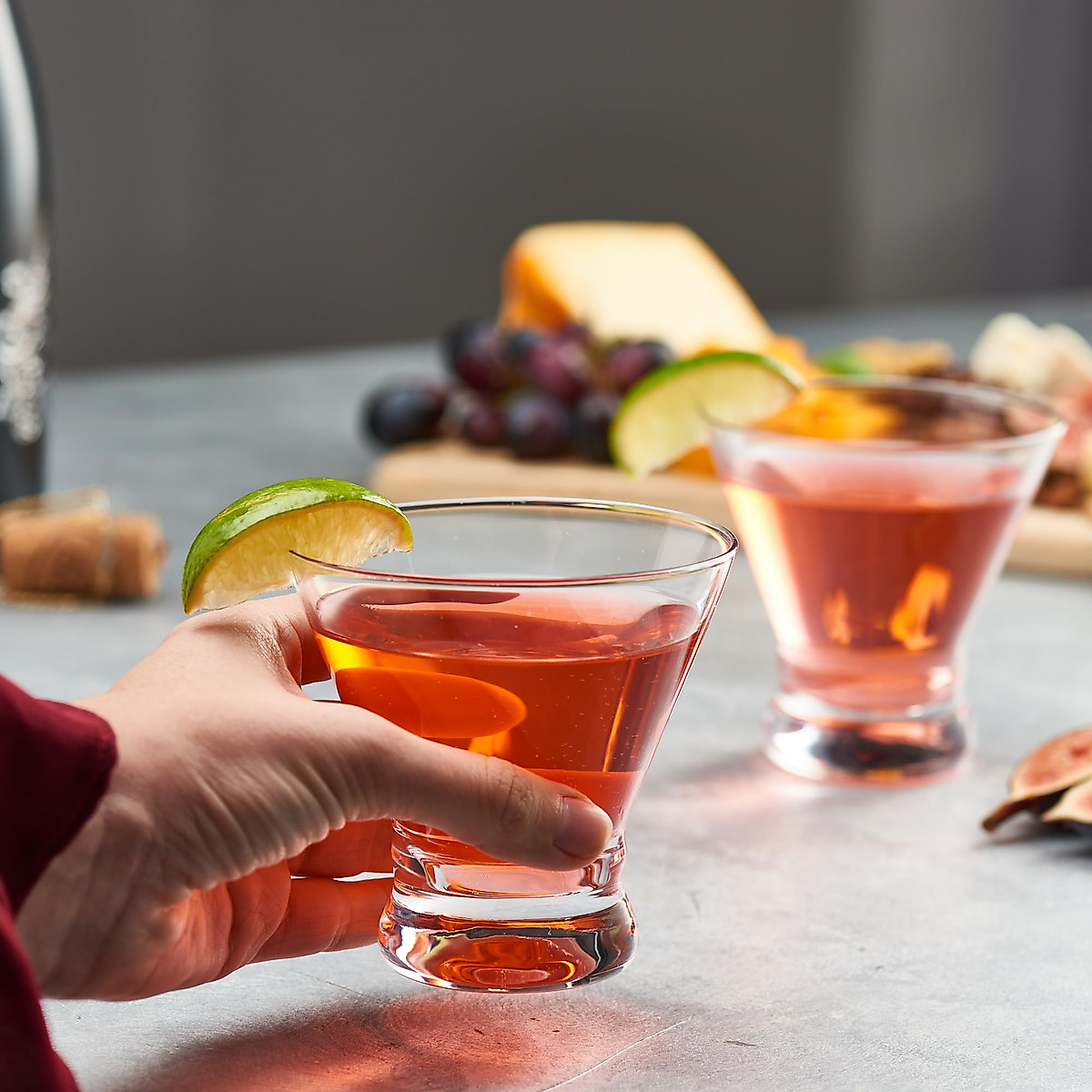 GLING [8 oz. Stemless Martini Glasses Set of 4, Cocktail Glasses for Liquor, whisky Great for Parties, Weddings and All Occasions