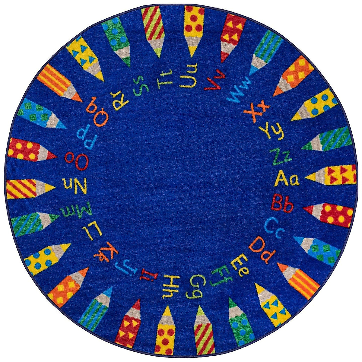 nuLOOM Rainbow Alphabet Area Rug, 8' Round, Blue