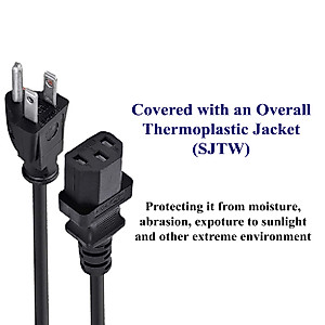 Aurum Cables UL Approved 6 Feet Universal Computer Monitor Power Cord, C13 Power Cable for Monitor, PC, Desktop, Printer, Scanner, 18 AWG NEMA 5-15P to IEC13 (6 Ft - 5 Pack)