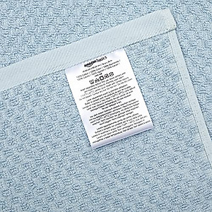 Amazon Basics Odor Resistant Textured Hand Towel, 16 x 26 Inches - 6-Pack, Light Blue