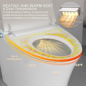 TEISVAY Smart Toilet with Bidet Built in, Auto Open & Close Smart Toilet with Foot Sensing, Smart Bidet Toilet with Heated Seat Smart Toilets for Bathroom with User Habit Setting