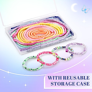 10 Strands Pearlescent Color Clay Beads, Funtopia 3200 Pcs Heishi Beads Polymer Clay beads Strands, Flat Round Disc Clay Beads for Bracelets Jewelry Making (10 Colors, 6mm)