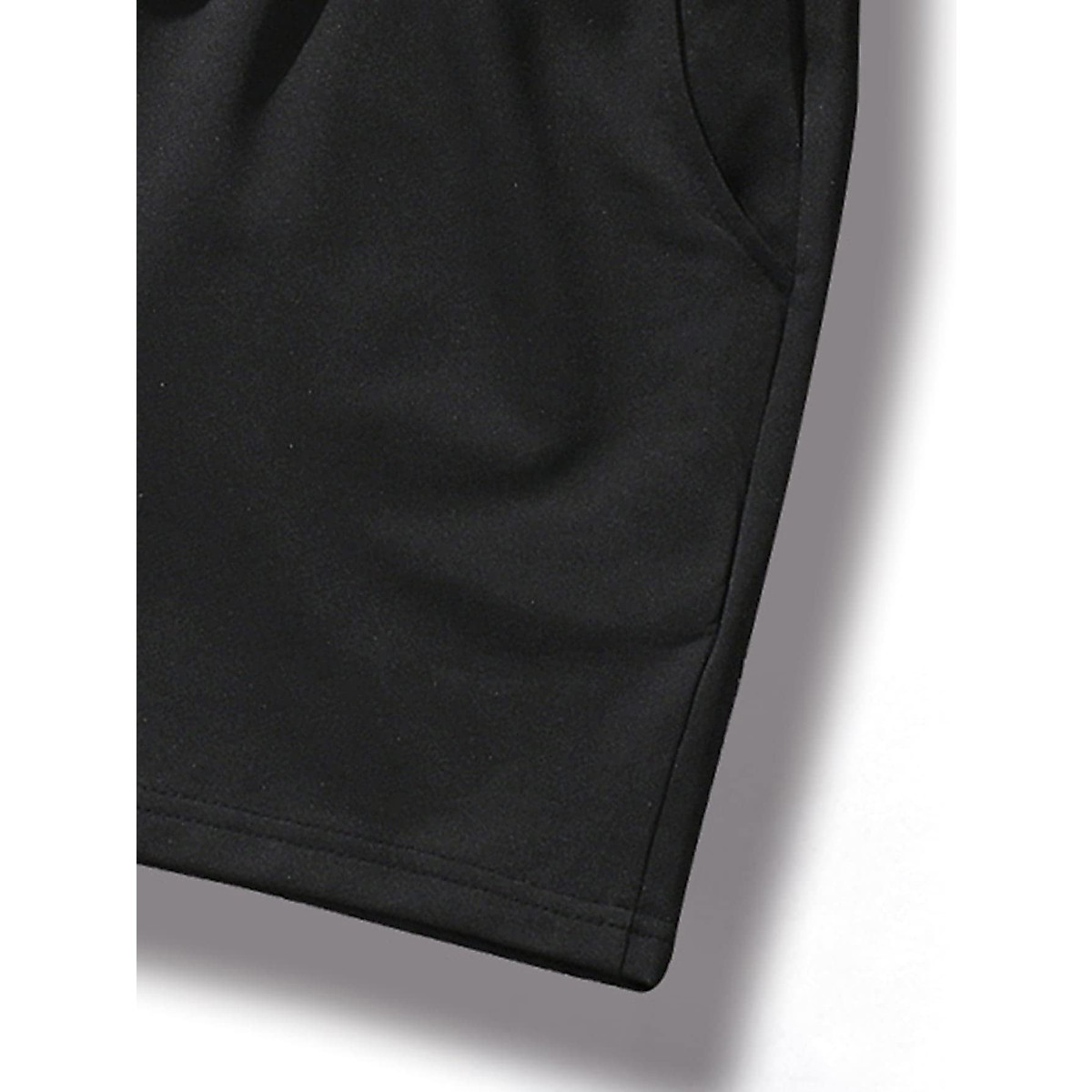 SOLY HUX Men's Cartoon Print Drawstring High Waisted Sweat Shorts Casual Summer Track Shorts with Pocket Black L