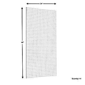 Triton Products HDW-4 High Density Fiberboard, 24" x 48" x1/4", White (Set of 4) Pegboard, 24 Inch W x 48 Inch H x 1/4 Inch D, 4 Count