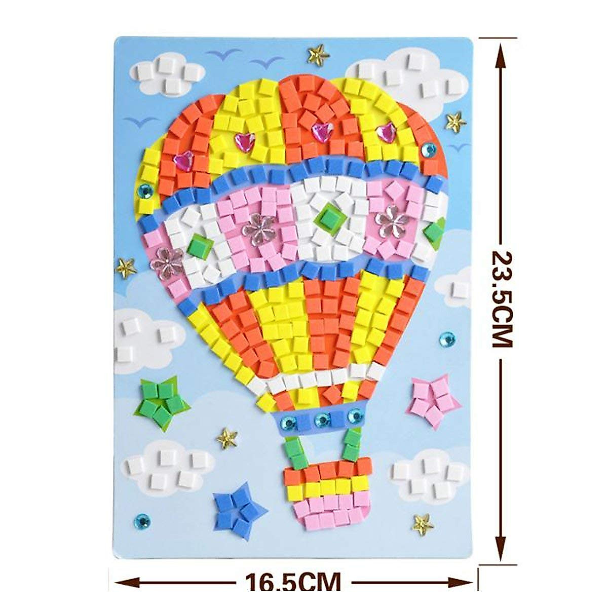 LZHZH Mosaic Sticker Art Sticky DIY Handmade Art Kits for Kids-Sunflower, Butterfly, Sailboat, Woodpecker, Hot air Balloon, Airplane Astronaut, Rocket, Spaceship, Alien, Space Station, Robot (12PCS)