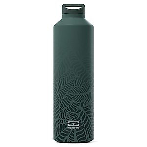 MONBENTO - Insulated Water Bottle MB Steel Jungle 17 Oz - Stainless Steel - Leakproof - Infuser - Hot/Cold for Up to 12 Hours - Tea, Coffee - BPA Free - Food Grade Safe - Nature Pattern - Green