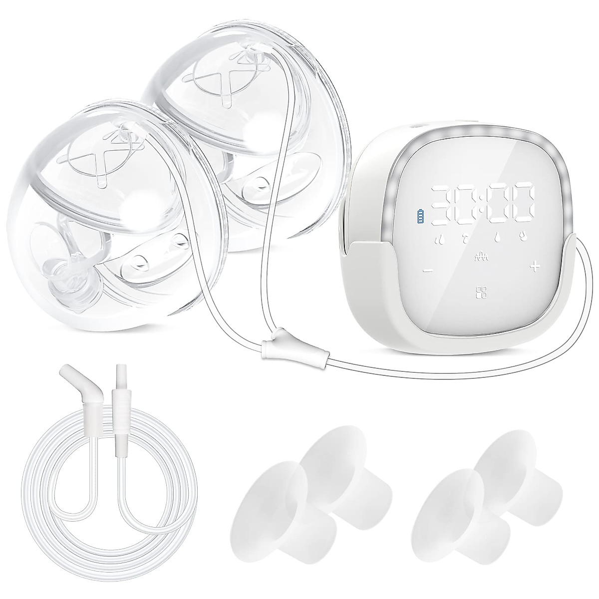 Wearable Electric Breast Pumps, Hands-Free Breastfeeding Pump, BPA Free Nursing Double Breast Milk Pumps with 5 Modes & Touch Panel, LED Display, Split Designed, 21MM/24MM Insert Funnels