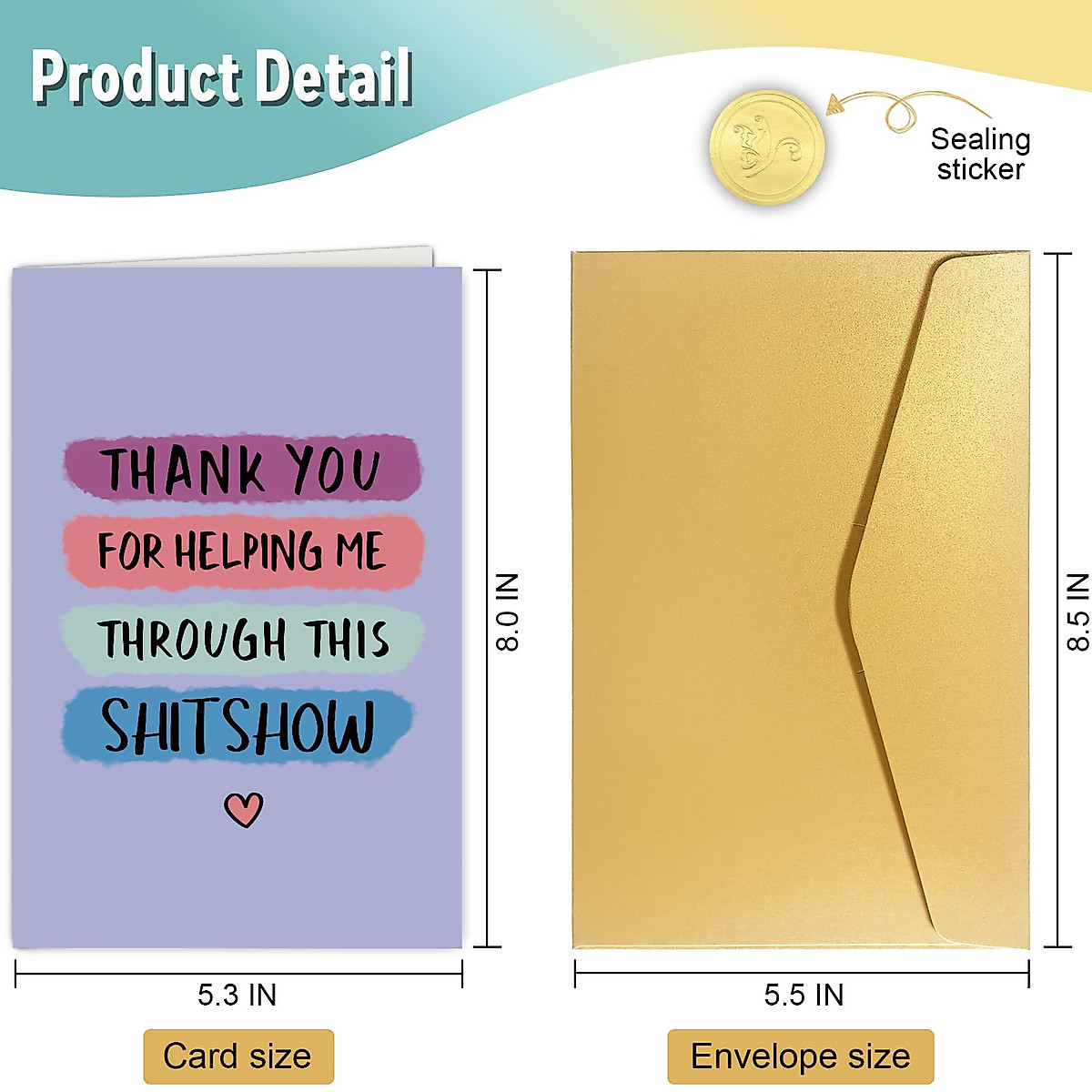 Funny Thank You Card for Women Men, Thank You for Supporting Me Card, Humor Appreciation Card for Coworker Friends Family Members