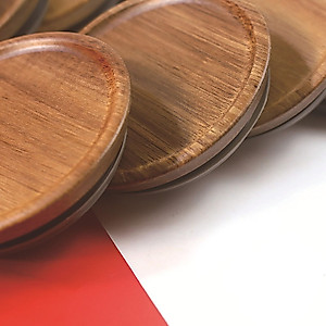 8 Pack Wide Mouth Mason Jar Lids Acacia Wood Mason Jar Lids with Silicone Seal Reusable Wooden Lids for Canning Jar Yogurt Cookie Dry Food Storage