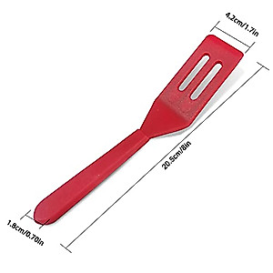 DLAND 2 Pcs Mini Spatula Serving Spatula Flexible Nonstick Silicone Heat-Resistant Cookie Spatula Slotted Spatula for Flip Egg in Small Frying Pan Cookie Batter Cookware Cooking Baking(Red and Black)