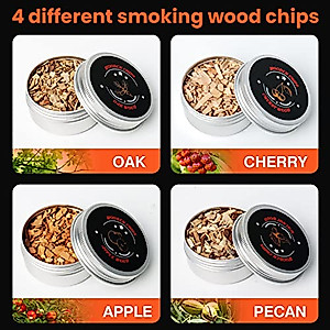 Cocktail Smoker Kit with Torch, 4 Flavors Wood Chips for Whiskey and Bourbon. Old Fashioned Smoker Kit for Infused Cocktail, Cheese, Salad and Meats, Gifts for Men, Dad and Boyfriend (No Butane)