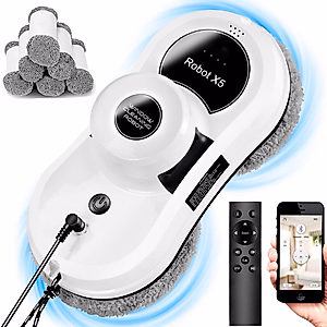 Sophinique Window Cleaner Robot, X5 Window Vacuum Cleaner Smart Glass Cleaning Robotic with APP & Remote, Intelligent Automatic Cleaner Robot for Outdoor/Indoor Windows Table Tile Ceiling (White)