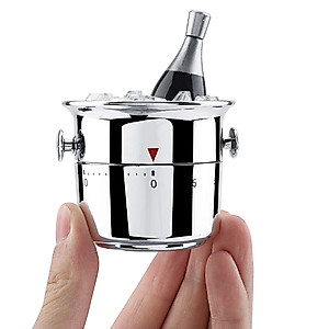 Wine Cooler Bucket Shaped Kitchen Timer, Bucket Shaped 60 Minutes Kitchen Timer Stainless Steel Mechanical Wind-Up Timer, Kitchen Gadgets, Cute Time Management Tool for Cooking Teaching Learning