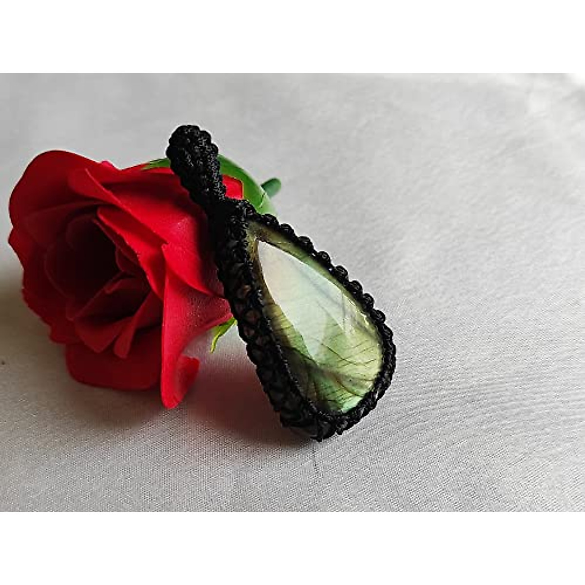 Natural Labradorite Macrame Pendant, Cord Wrapped Macrame Pendant, Bohemian Jewelry, Hand Wrapped Pendant