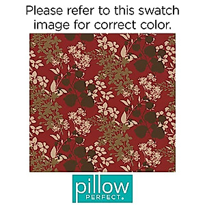 Pillow Perfect Reversible Floral Stripe Indoor/Outdoor Solid Back 1 Piece Square Corner Chair Cushion with Ties, Deep Seat, Weather, and Fade Resistant, 36.5" x 18", Brown/Red Monserrat, 1 Count