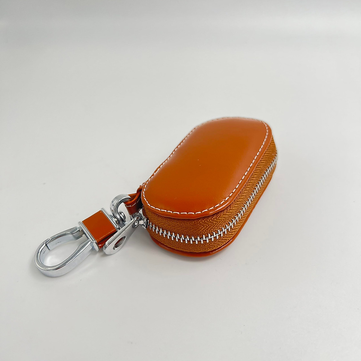 Acrecean Leather Car Key Case, Car Smart Key Chain Protector for Car Key Case Holder with Metal Hook, Car Remote Case with Zipper